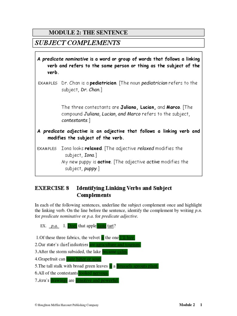 Subject Compliment | Download Free PDF | Verb | Subject (Grammar)
