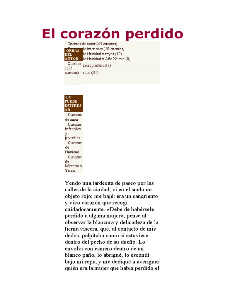 El Corazón Perdido EMILIA PARDO BAZAN | PDF