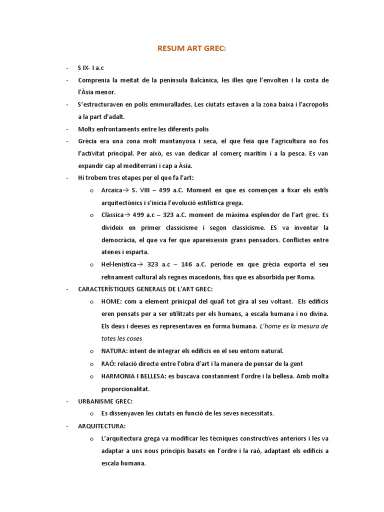 Resum Art Grec | PDF