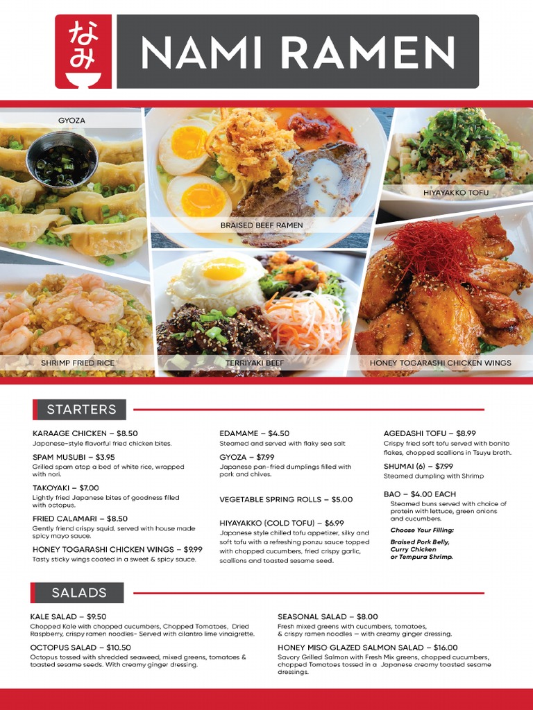 NAMI RAMEN Menu | PDF