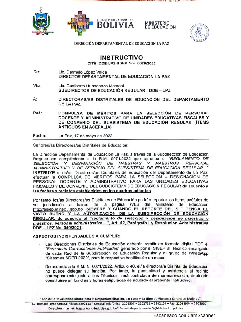 Instructivo Compulsa de Meritos La Paz 2022 | PDF