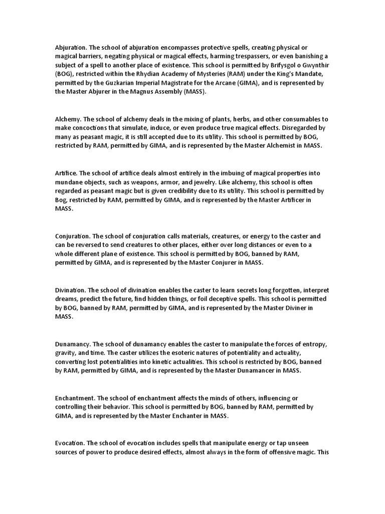 13 Schools of Magic | Download Free PDF | Necromancy | Mythological Powers