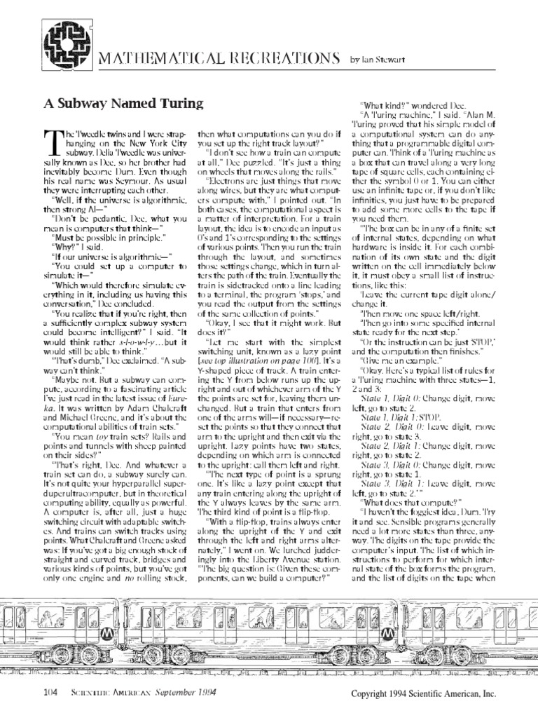 A Subway Named Turing | PDF | Algorithms | Computer Science
