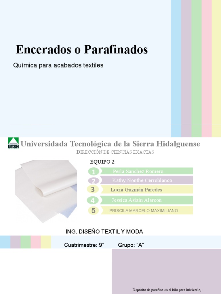 Acabados Textiles: Parafinado y Encerado | PDF | Cera | Compuestos químicos