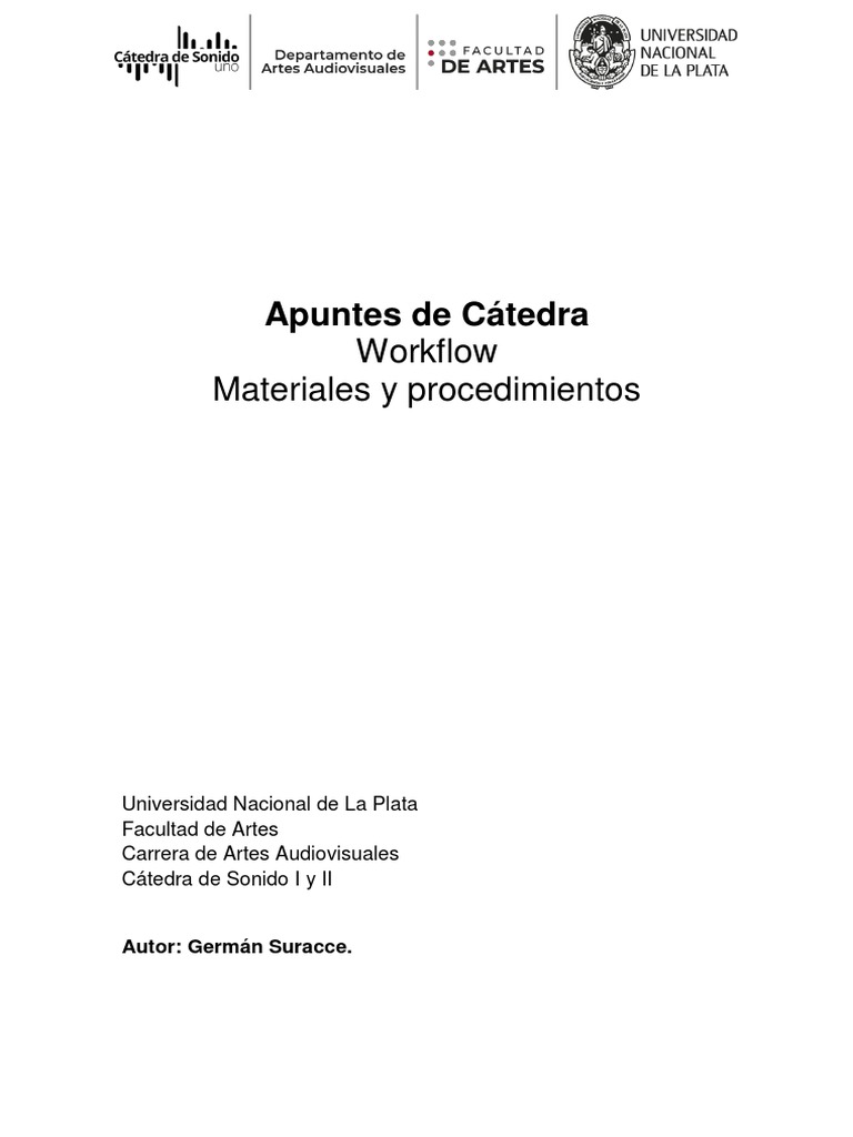 Apunte Workflow 2020 Lic Germán Suracce Pdf Sonido Cuadros Por