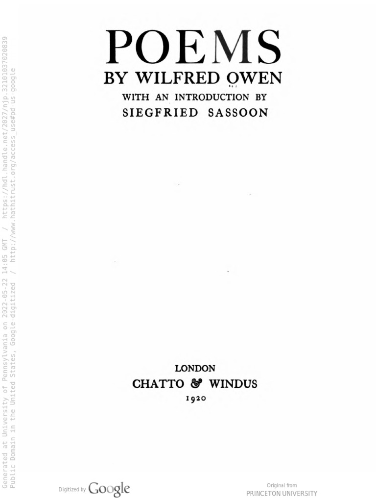 Wilfred Owen - Poems | PDF
