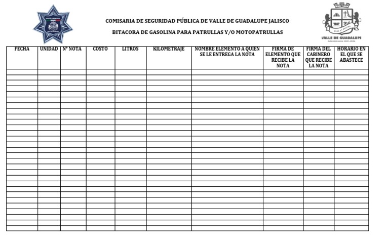 Bitacora de Gasolina | PDF
