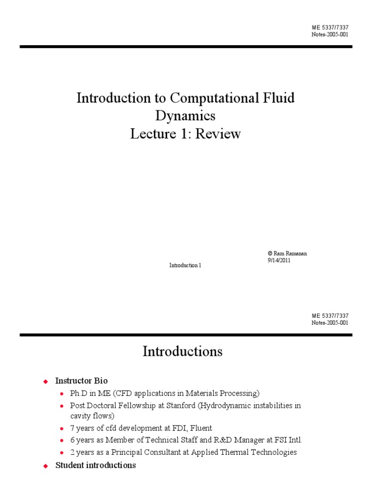 Introduction To CFD | PDF | Computational Fluid Dynamics | Fluid Dynamics