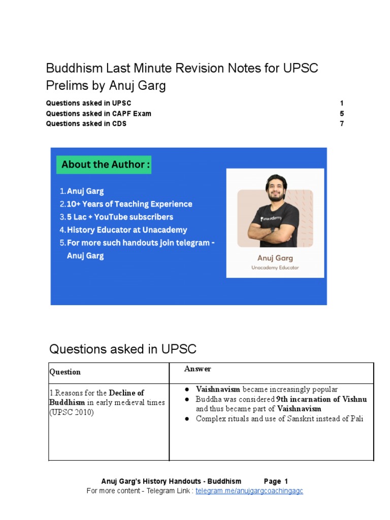 Buddhism Notes by Anuj Garg | PDF | Bodhisattva | Buddhist Texts