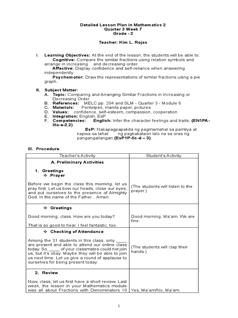 Comparing Similar Fractions Lesson Plan | PDF | Foreign Language Studies