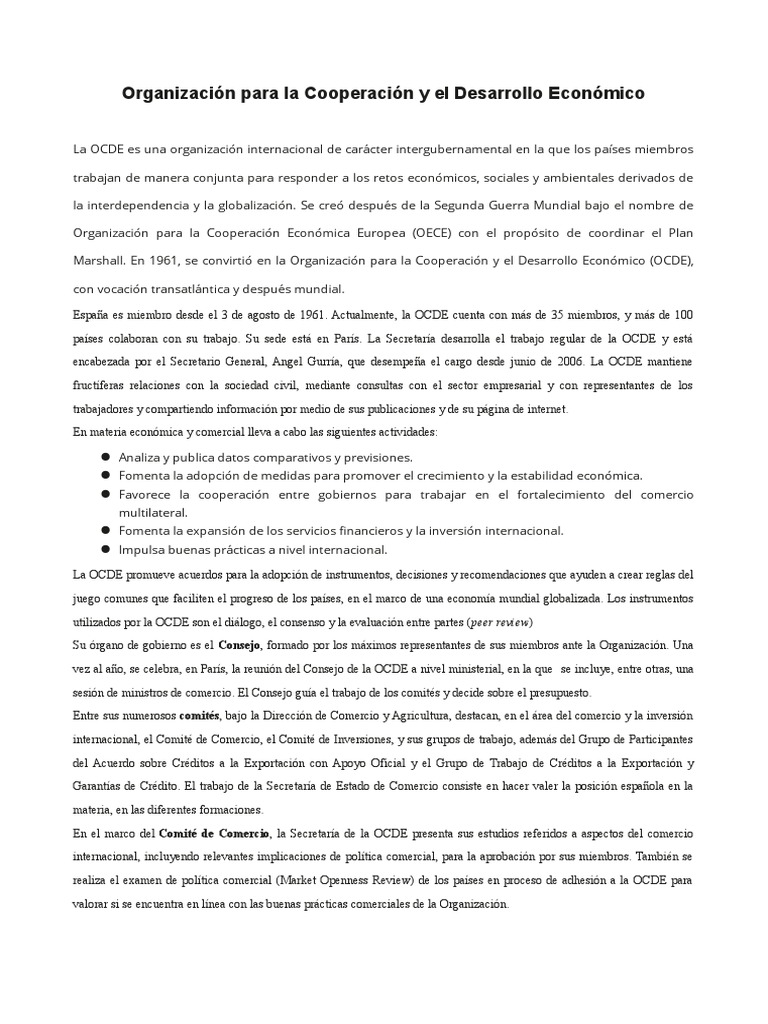 La OCDE | PDF | Economias