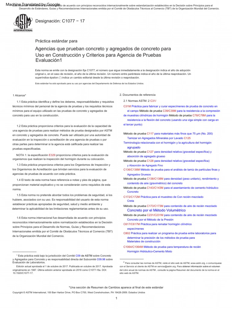 Astmc 1077-2017 e | PDF | Hormigón | Calibración