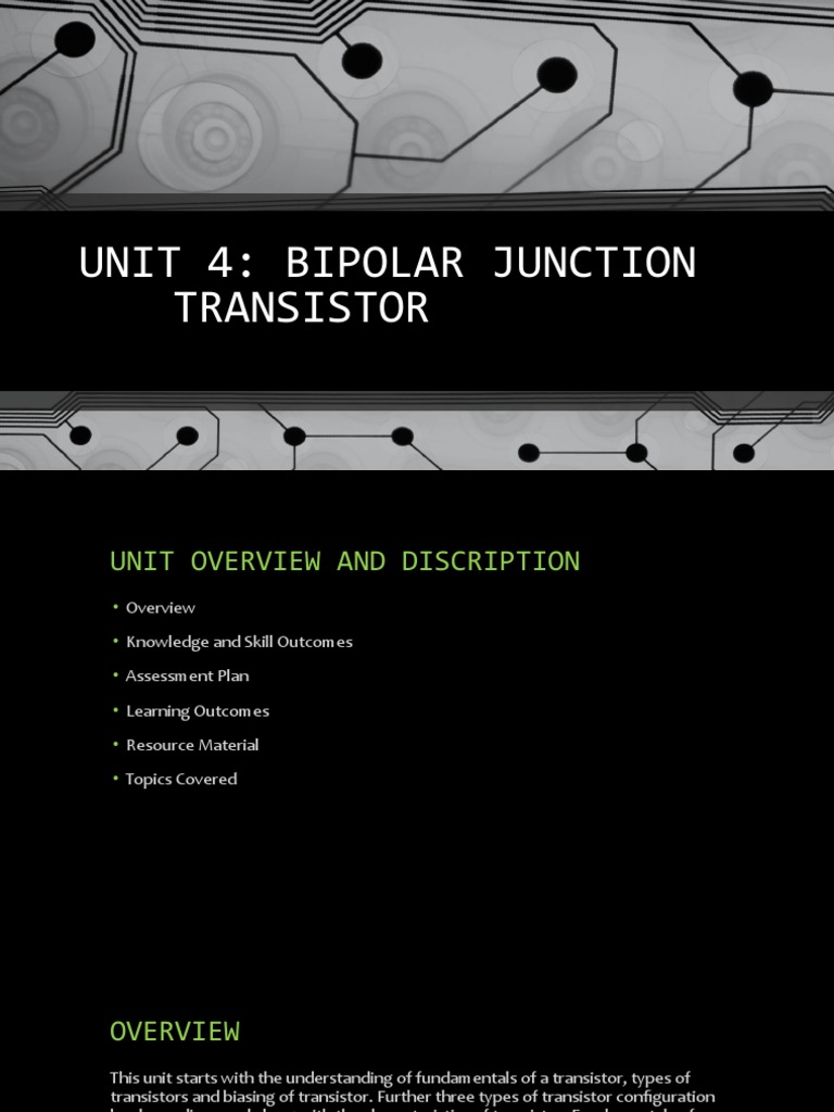 Unit 4 Bipolar Junction Transistor Pptx Pdf Field Effect