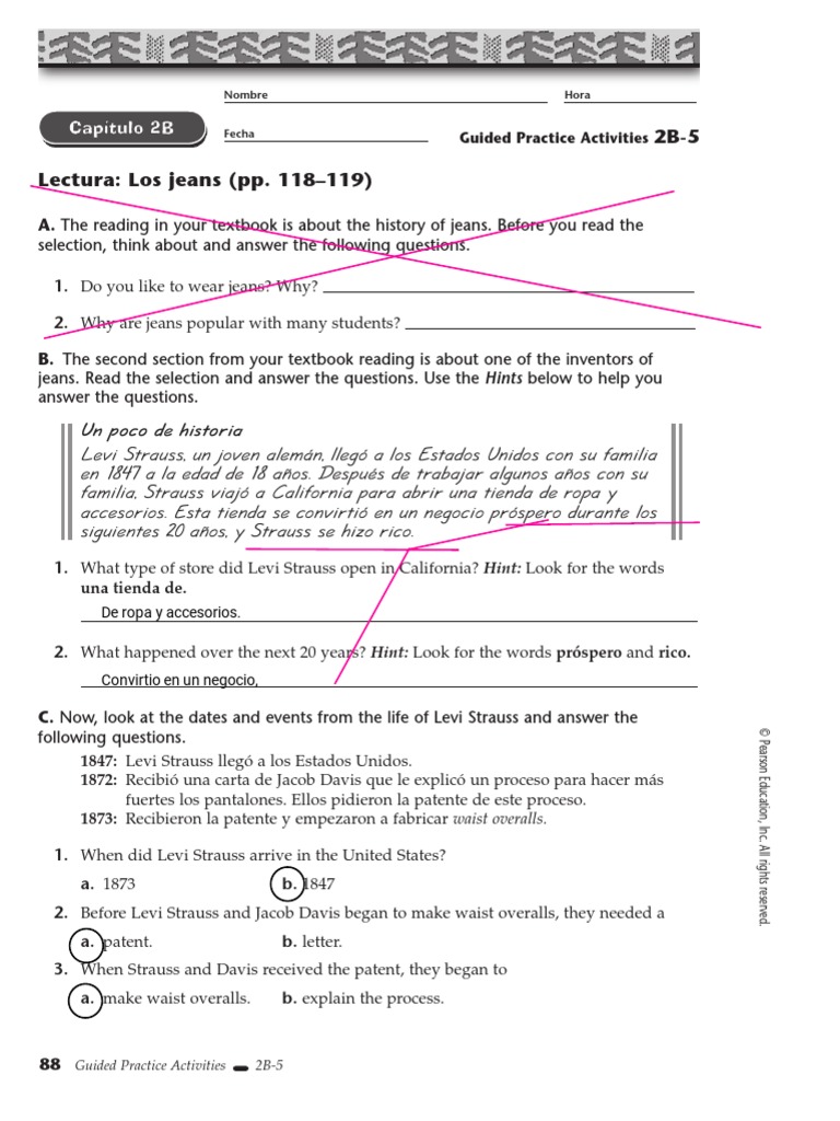 Steven Sanchez - Lectura - Guided Reading Activity-Los Jeans | PDF