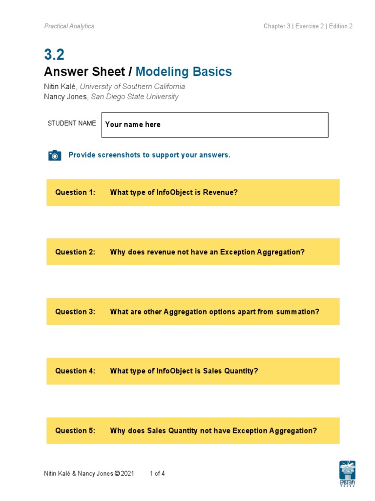6.IMSE564 - HW3B - Ch3 - Answer Sheet BW Modeling Basics | PDF | Computers