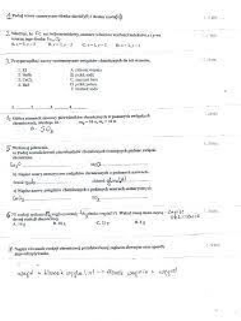 Sprawdzian Chemia Klasa 7 | PDF