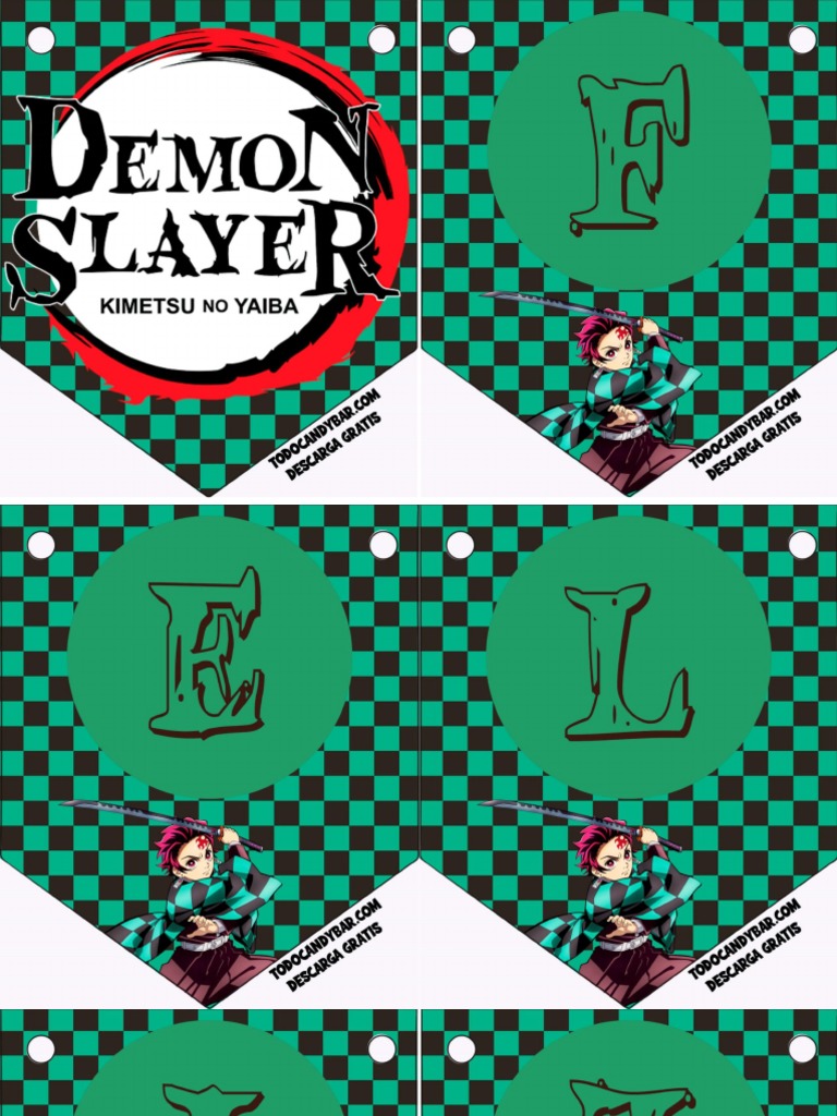 Banderines de Demon Slayer para Imprimir TODOCANDYBARCOM | PDF