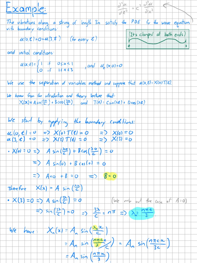 The Wave Equation - Worked Example Clamped String | PDF The Wave Equation - Worked Example Clamped String | PDF