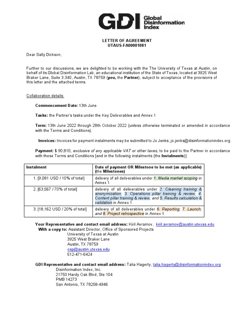 Contract Letter From Gdi | PDF | Conflict Of Interest | Intellectual Property