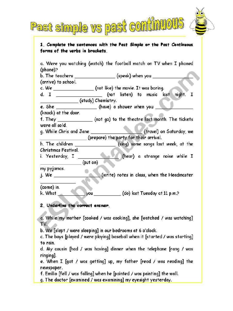 1-Past Simple Vs Past Continuous Exercises | PDF