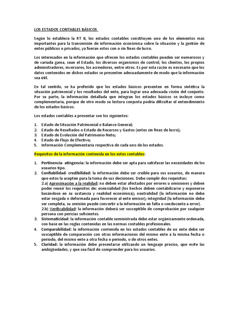 Guía de Estados Contables Básicos | PDF | Contabilidad | Valor neto