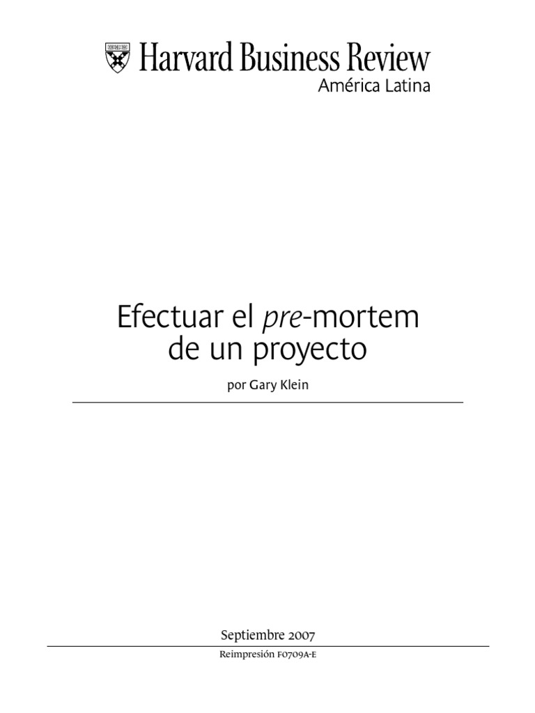 Performing Project Premortem | PDF