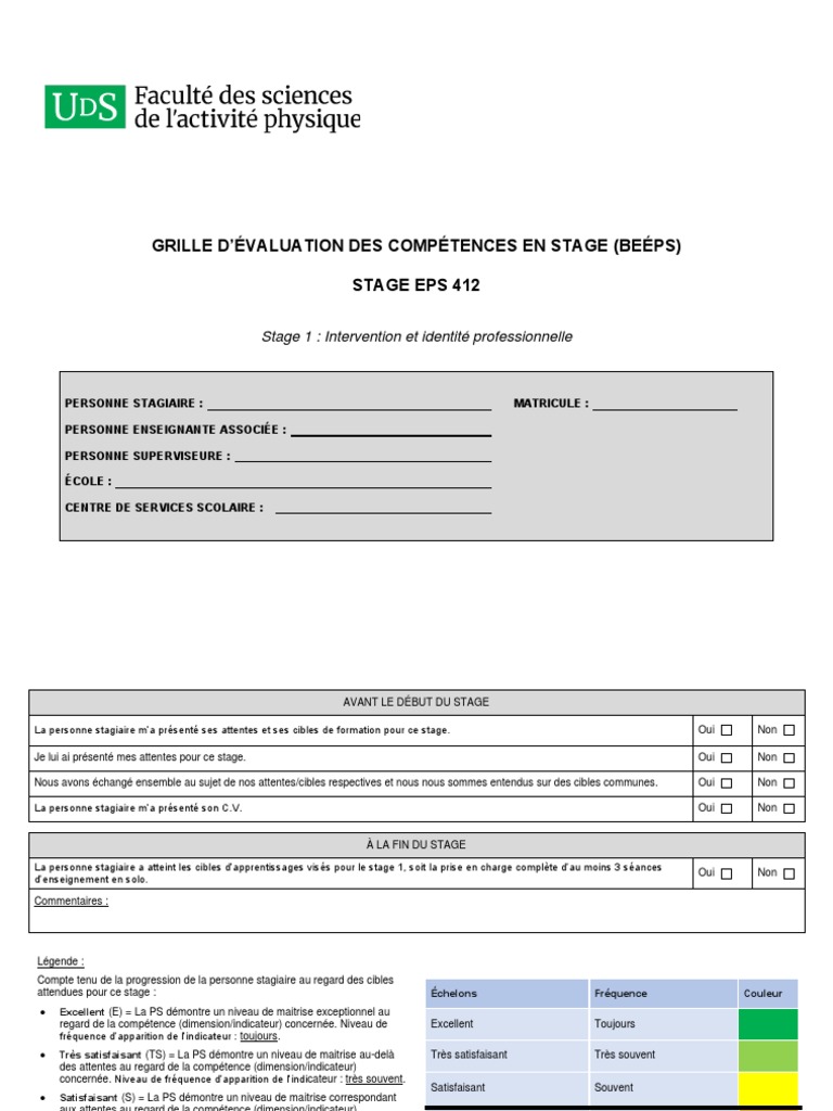 Grille Evaluation Competences Stage I 2023 | PDF | Pédagogie ...