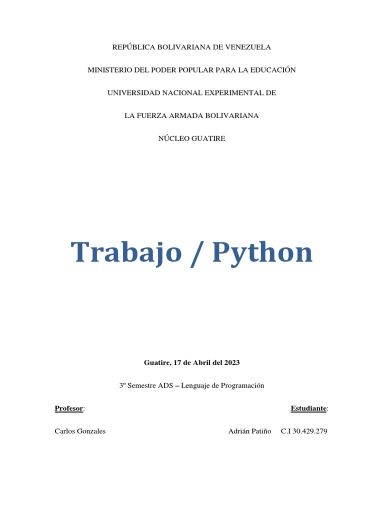 Trabajo - Python | PDF | Programa de computadora | Programación