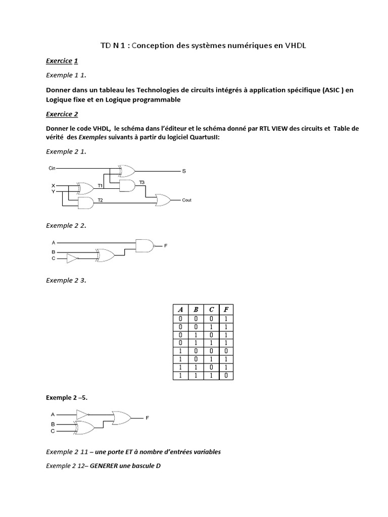 TD-N-1-VHDL-2020 | PDF