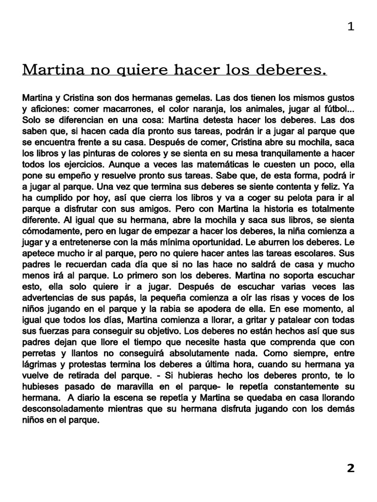 Martina No Quiere Hacer Los Deberes 4to Basico | PDF | Hogar, jardinería y bricolaje | Arte