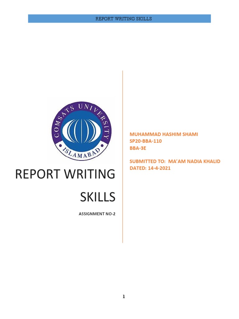 REPORT WRITING SKILLS Assignment 2 | PDF | Distance Education ...