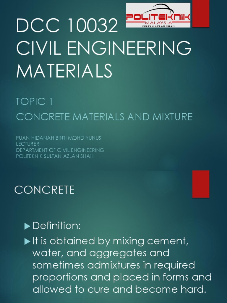 Concrete Material and Mixture | PDF | Concrete | Cement