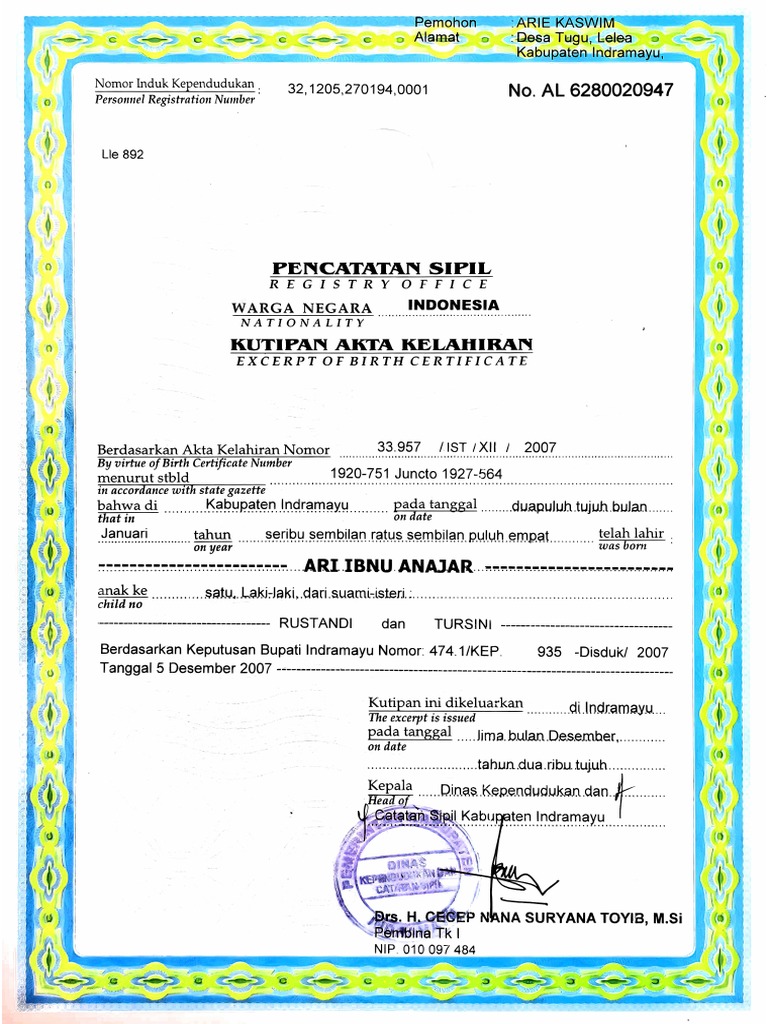 PDF Akte Kelahiran | PDF