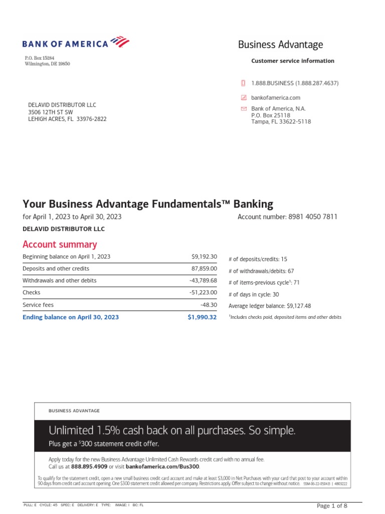 Statement Bank April Delavid Distributor LLC E587cda1ab | PDF