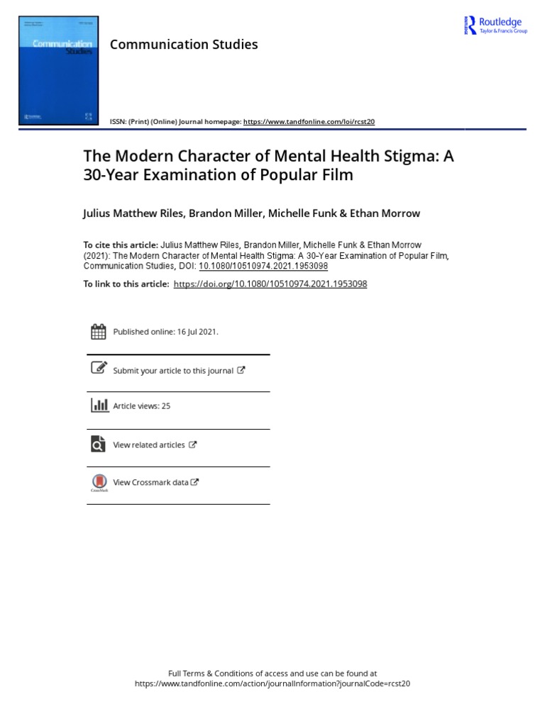 The Modern Character of Mental Health Stigma | PDF | Social Stigma ...