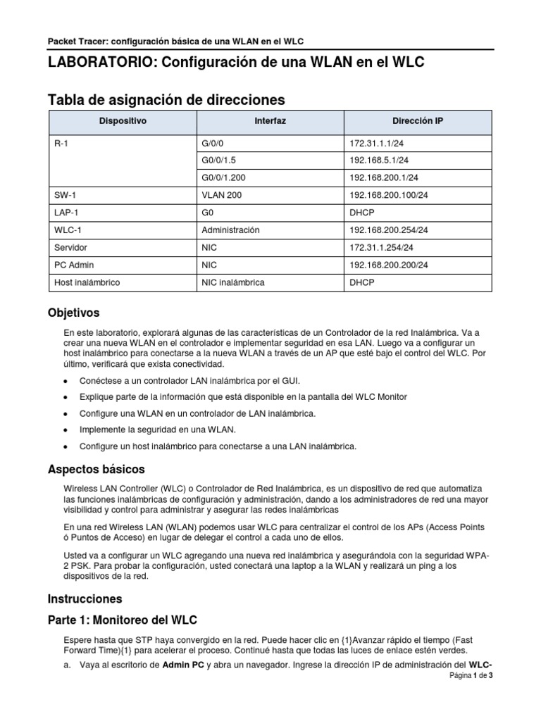 WLAN Con WLC en Packet-Tracer | PDF