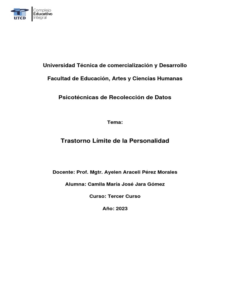 Presentación TLP | PDF | Trastorno límite de la personalidad | Terapia dialéctica conductual