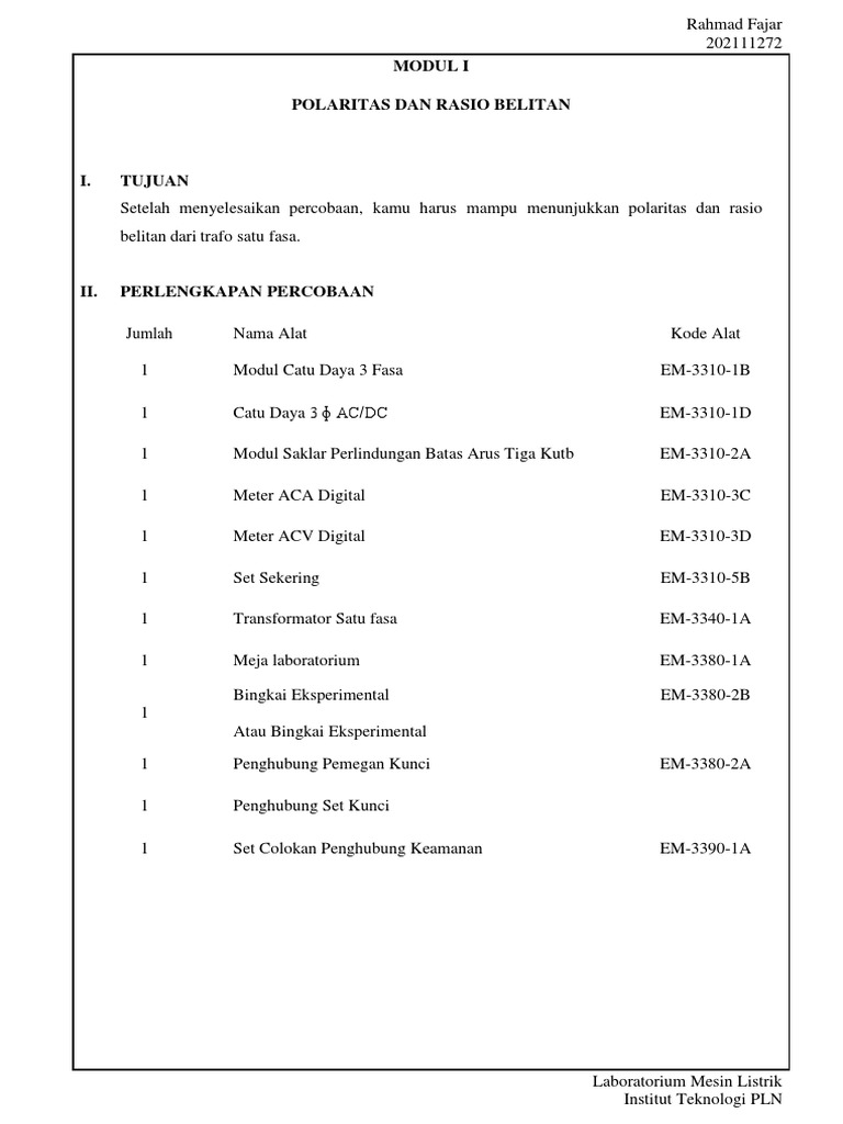 Polaritas dan Rasio Trafo 1:1 | PDF | Teknologi & Rekayasa