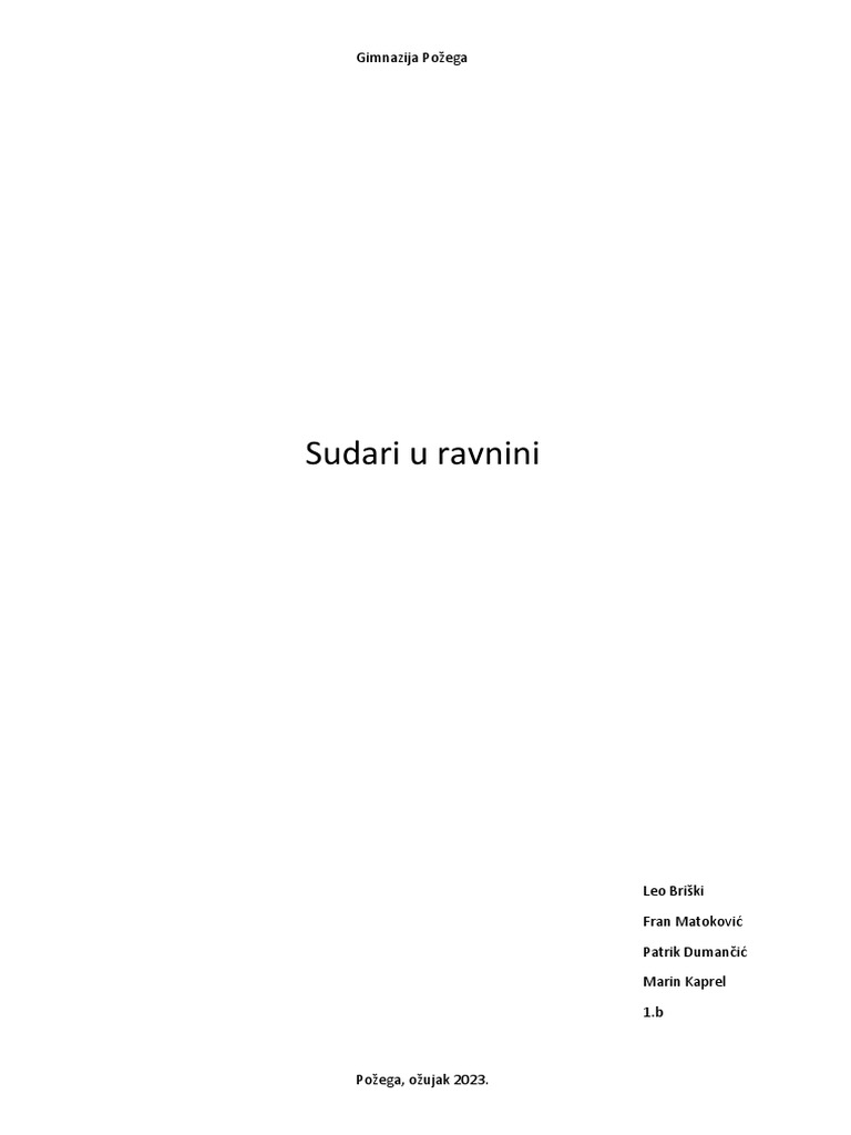 Sudari U Ravnini - Vjezba 8 Fizika | PDF