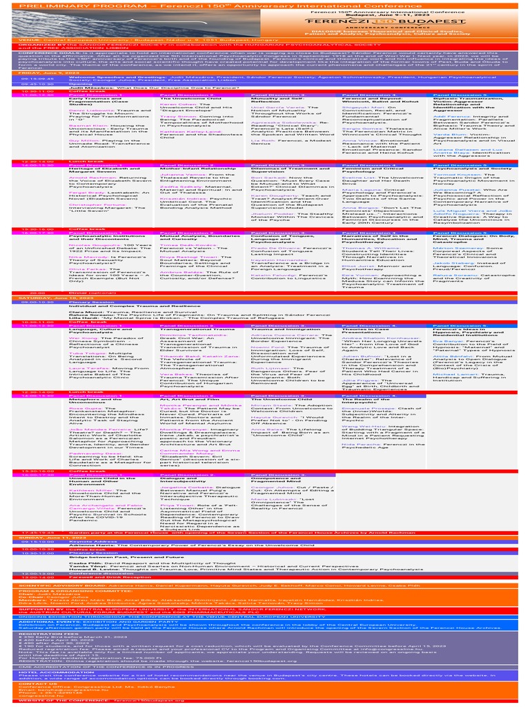 Preliminary Program Ferenczi150Budapest | Download Free PDF | Psychoanalysis | Psychology