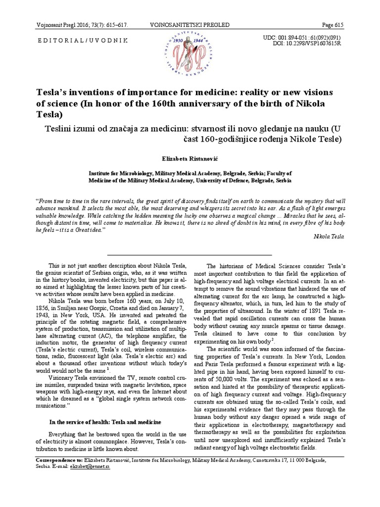 Tesla S Inventions of Importance For Med | PDF | Nikola Tesla ...