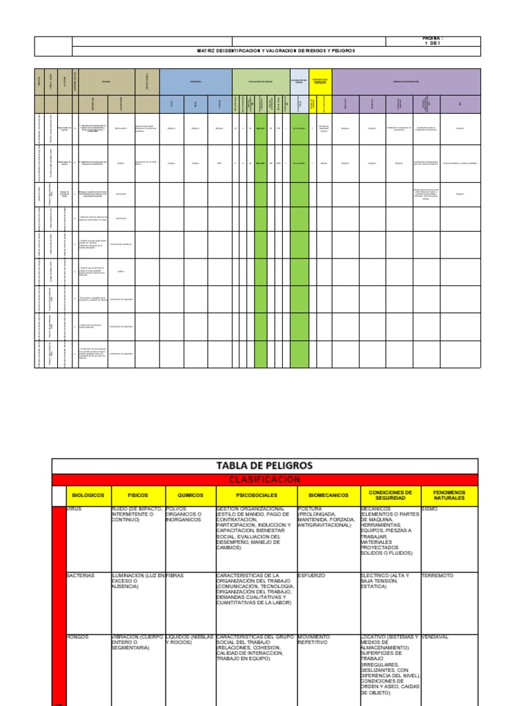 Matriz Identificacion de Peligros y Valoracion de Riesgos | PDF