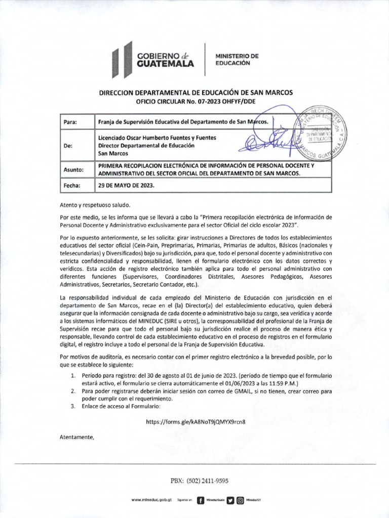 Oficio Circular 07-2023 Informacion Electronica - 230530 - 115240 | PDF