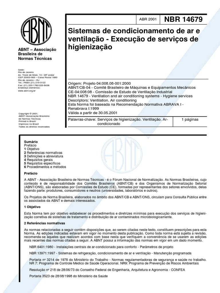 [ABNT NBR 14679_2001] Sistemas de Condicionamento de Ar e Ventilação ...