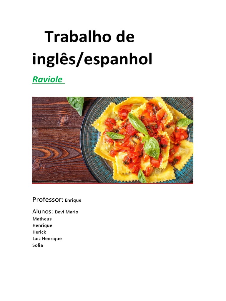 História e Receita de Ravioli | PDF | Caldo | Alimentos