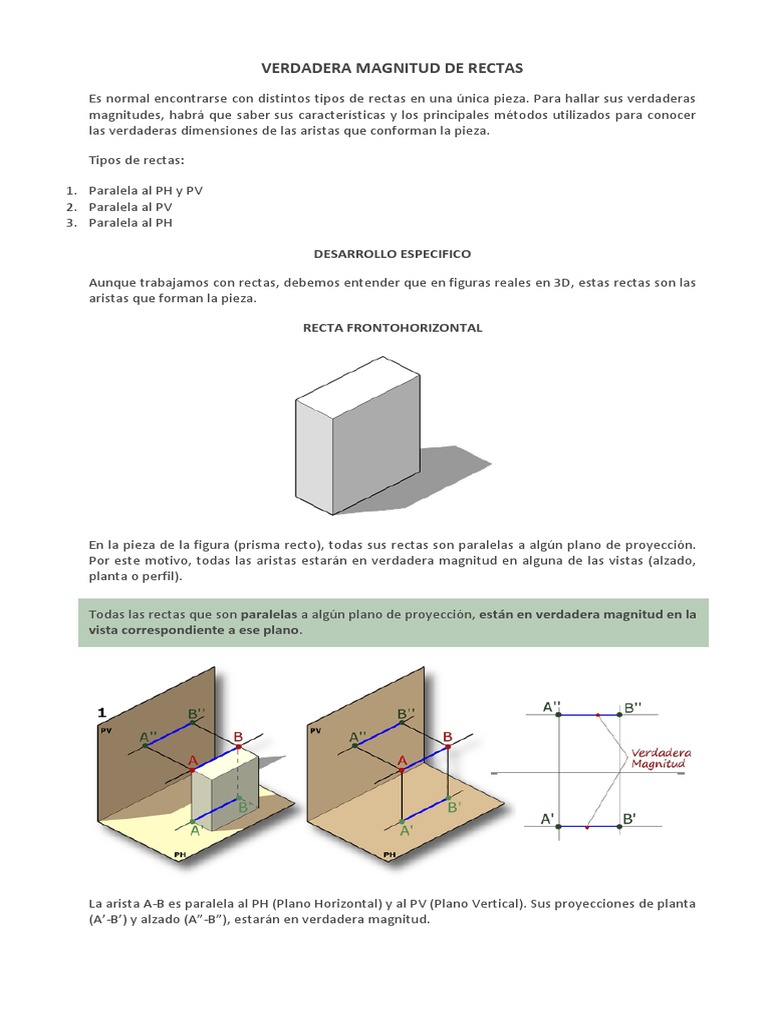 Verdadera Magnitud de Rectas | PDF | Geometria plana) | Geometría