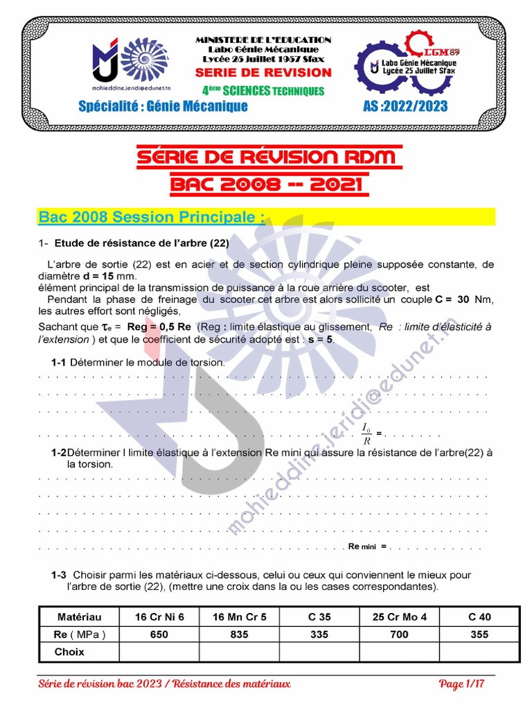 Serie de Revision RDM Bac 2023 | PDF