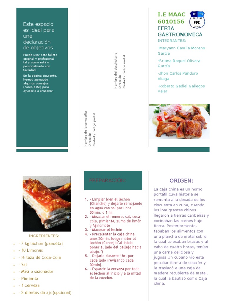 Triptico Feria Gastronomica | PDF | Preparación de comida y bebida ...