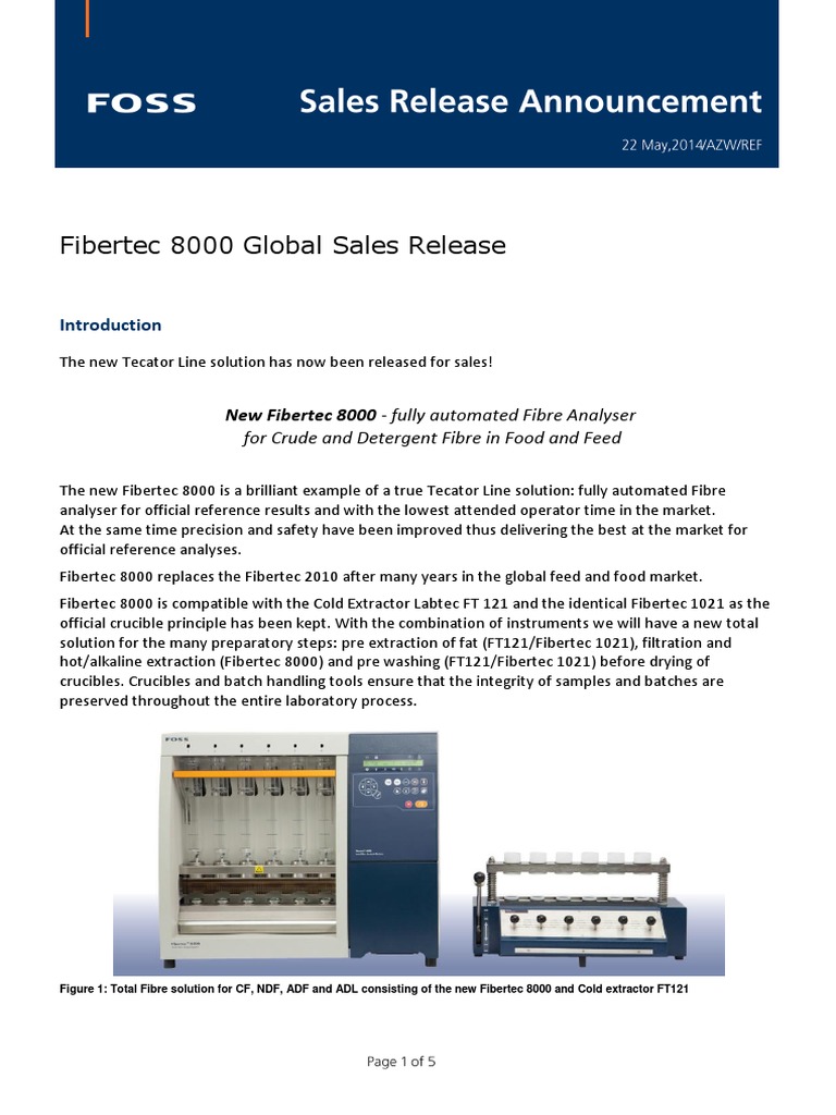 Fibertec 8000 Automated Fibre Analyser | PDF | Automation | Filtration