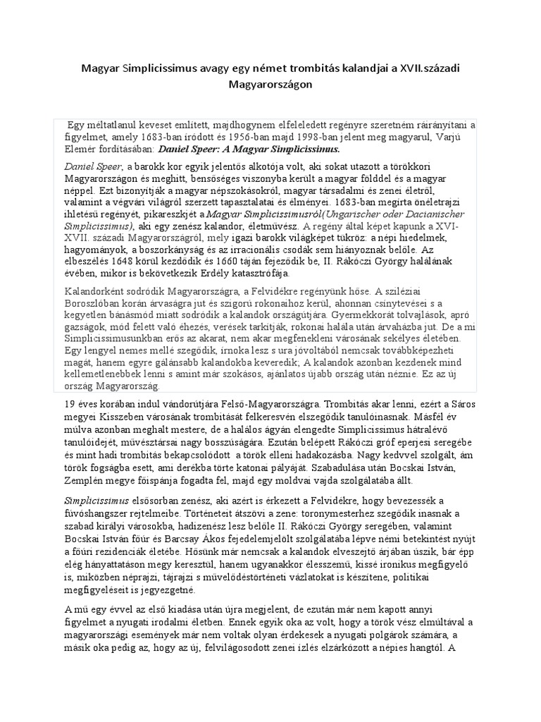 Magyar Simplicissimus | PDF